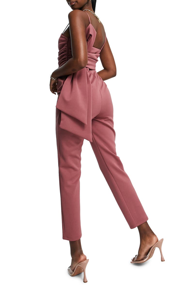 ASOS DESIGN Ruched Bow Straight Leg Jumpsuit | Nordstromrack