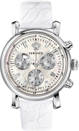 Versace 'Day Glam' Chronograph Alligator Strap Watch, 38mm | Nordstrom