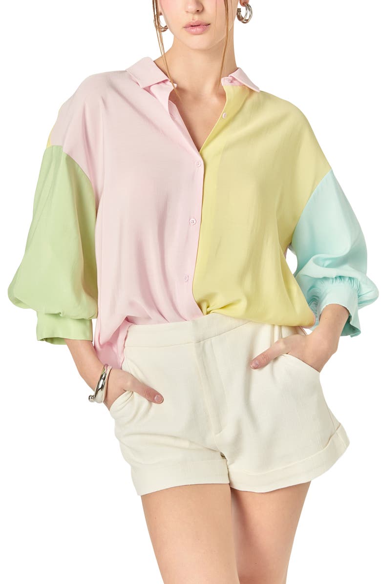 English Factory Colorblock Button-Up Shirt | Nordstrom