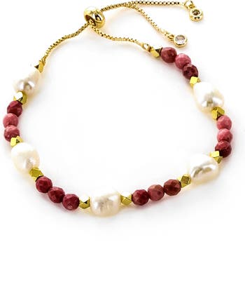 Panacea Pink Stone Cultured Freshwater Pearl Slide Bracelet | Nordstromrack