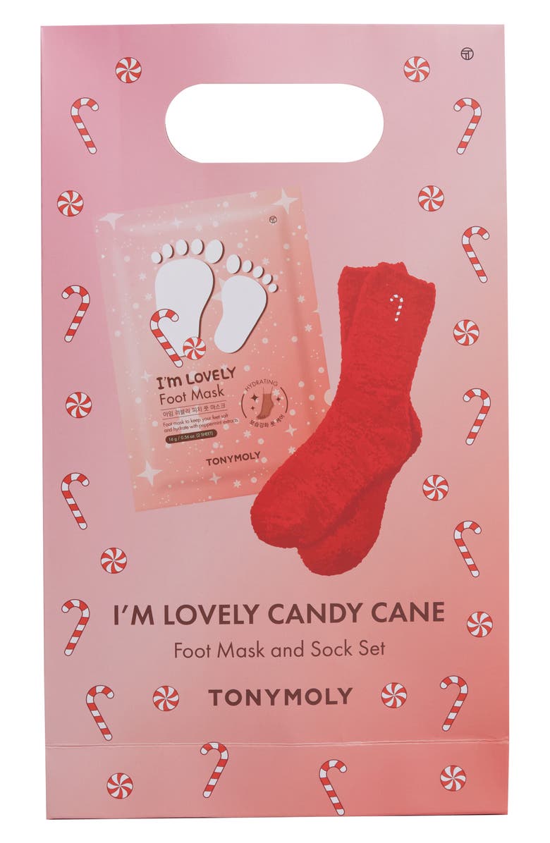 TONYMOLY Holiday I'm Lovely Candy Cane Foot Mask and Sock Set ...