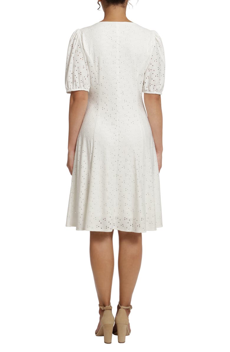 London Times Eyelet Short Puff Sleeve Fit & Flare Dress | Nordstromrack