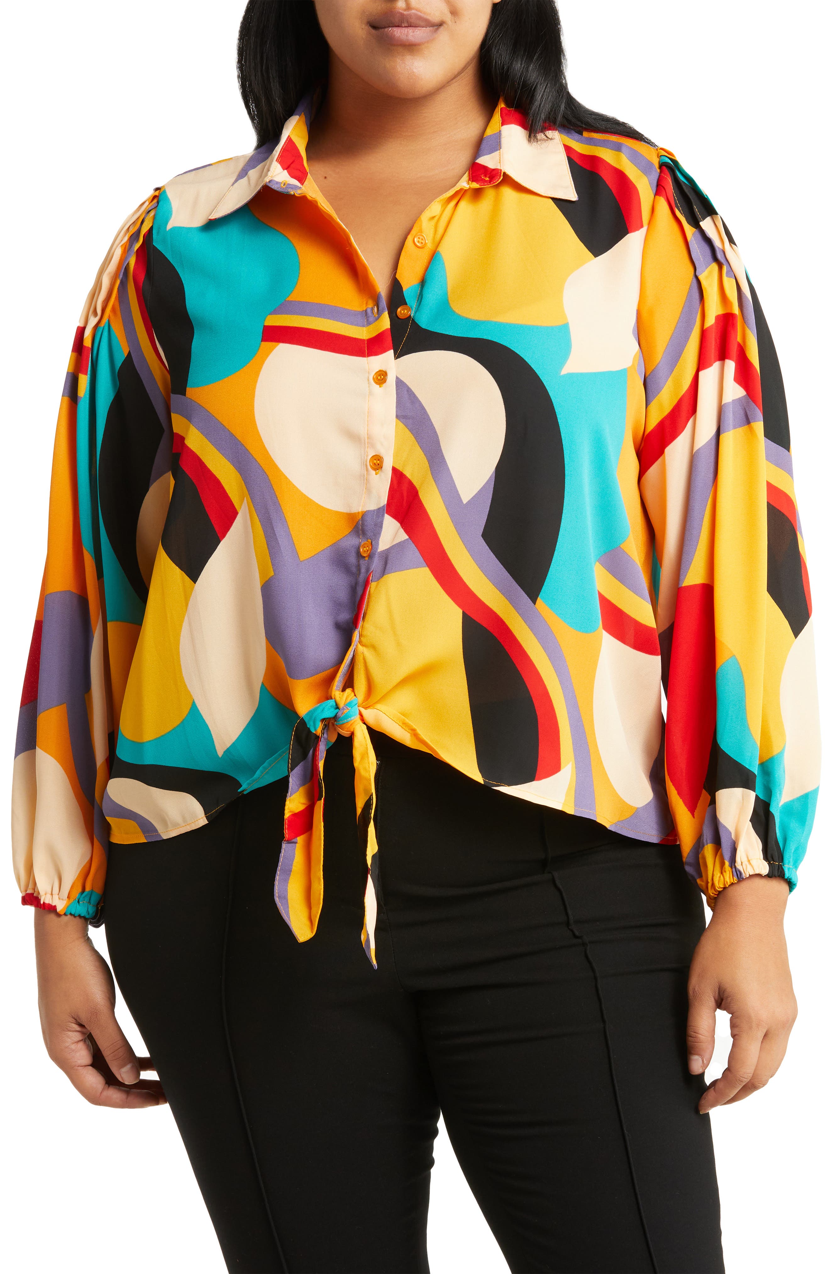 BY DESIGN Bali Button Front Tie Top | Nordstromrack