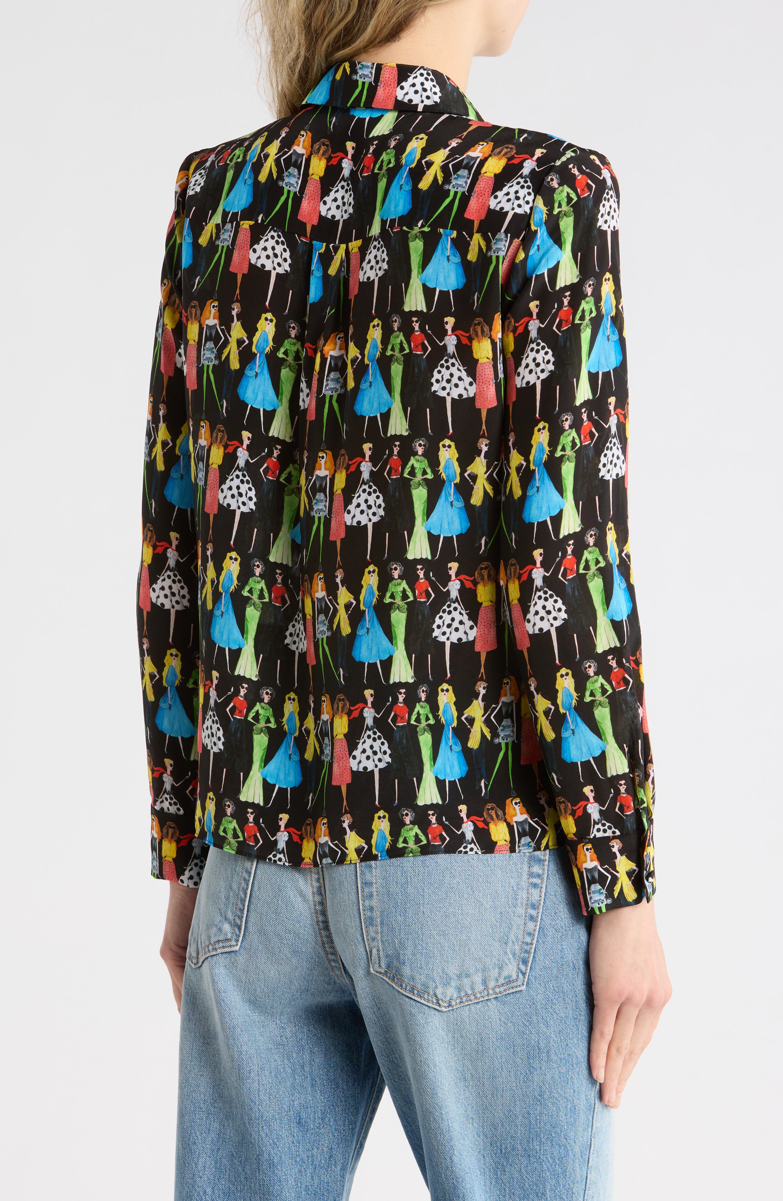 Alice + Olivia Willa Staceface Silk Button-Up Shirt | Nordstromrack