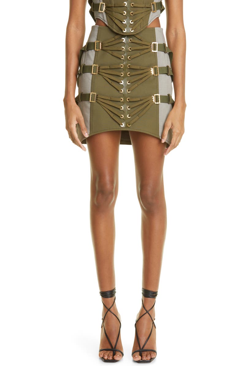 Dion Lee Laced Slider Cotton Blend Miniskirt | Nordstromrack