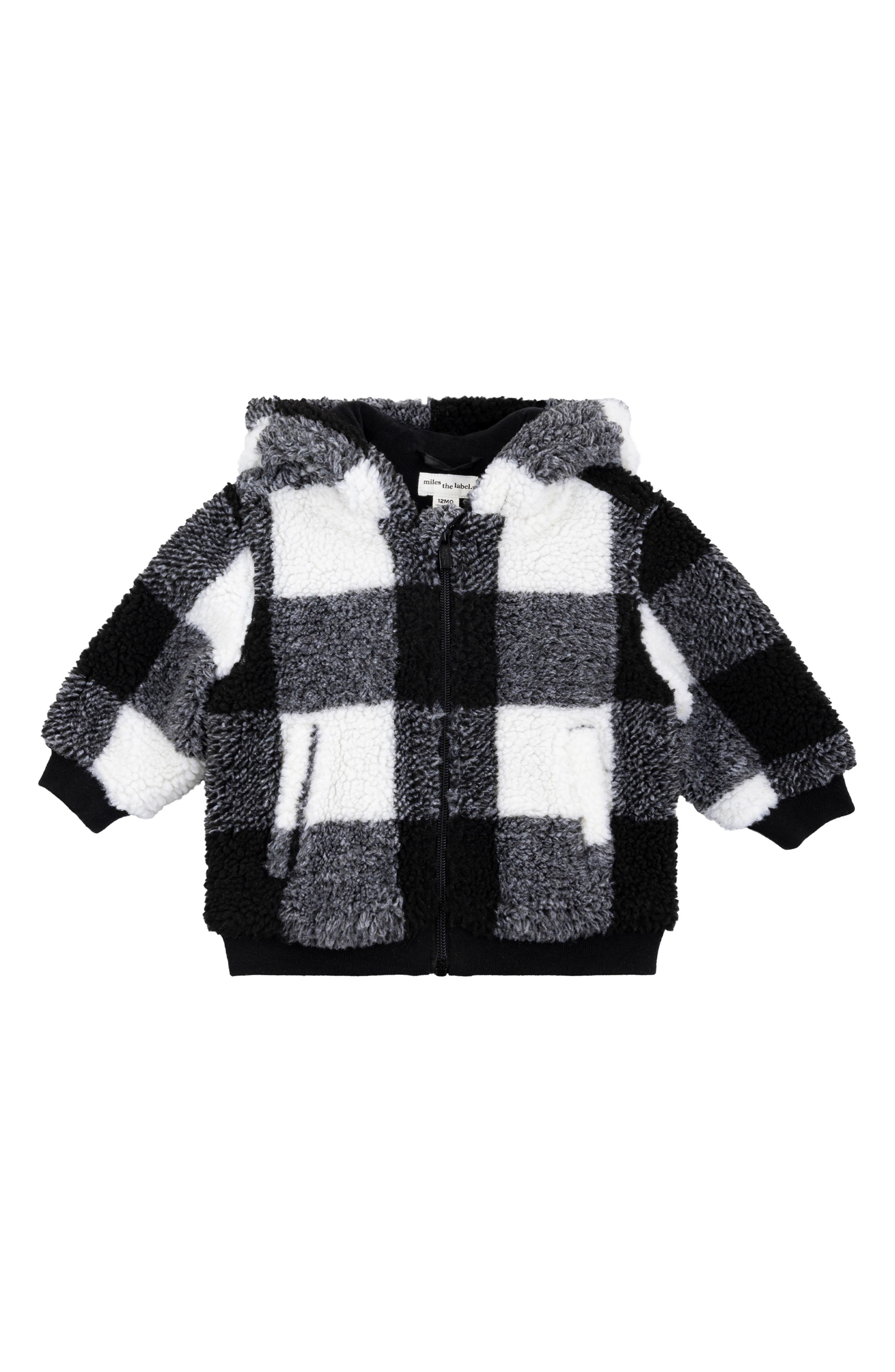 MILES BABY Check Print High Pile Fleece Jacket | Nordstromrack