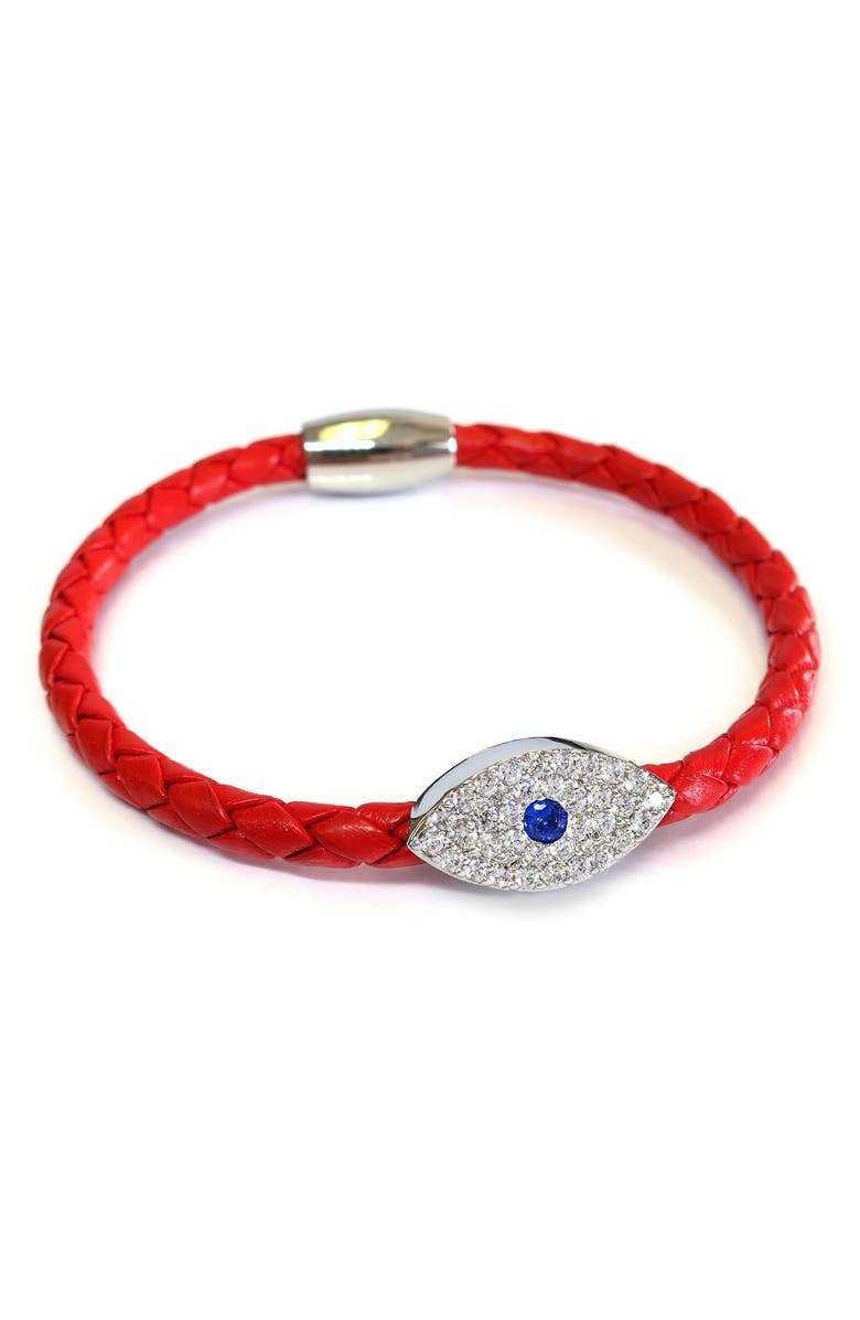 Liza Schwartz Pave CZ Evil Eye Braided Leather Magnetic Bracelet ...