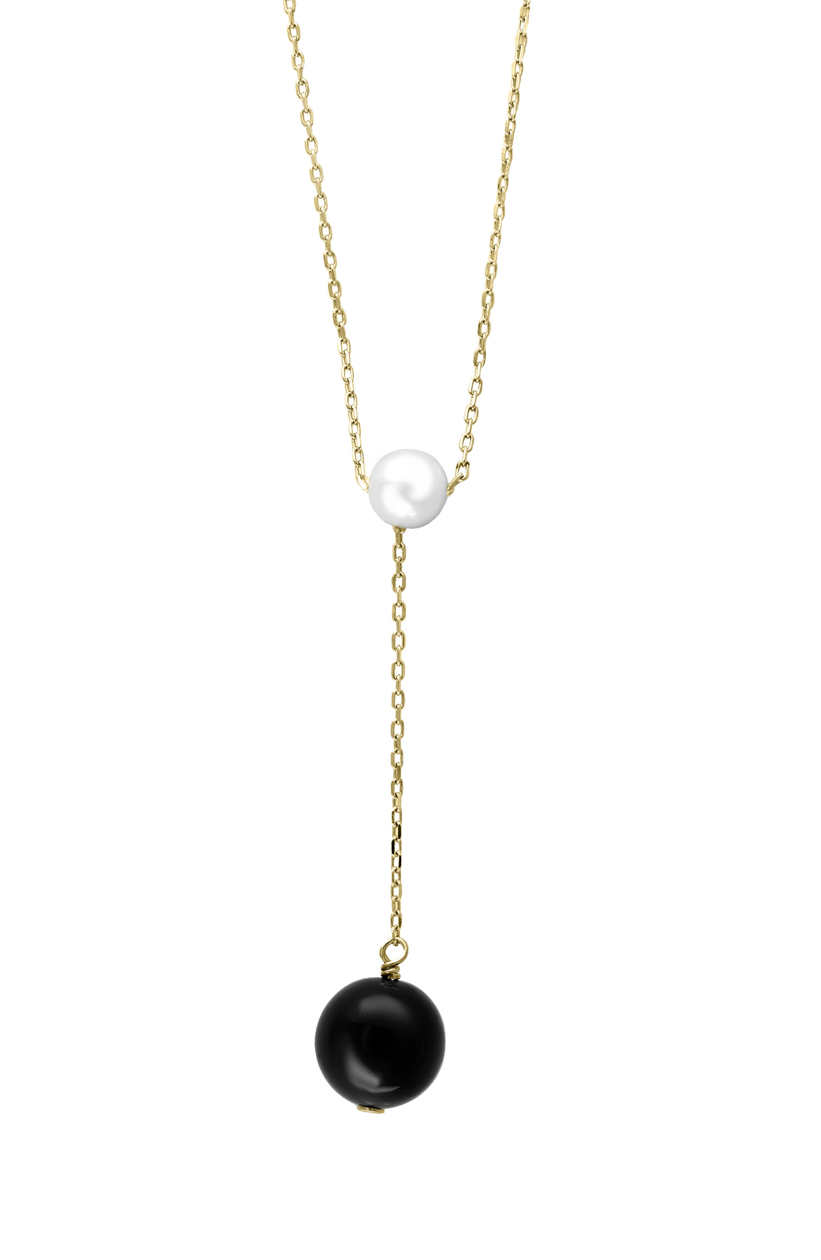 EFFY Onyx & Freshwater Pearl Lariat Necklace | Nordstromrack