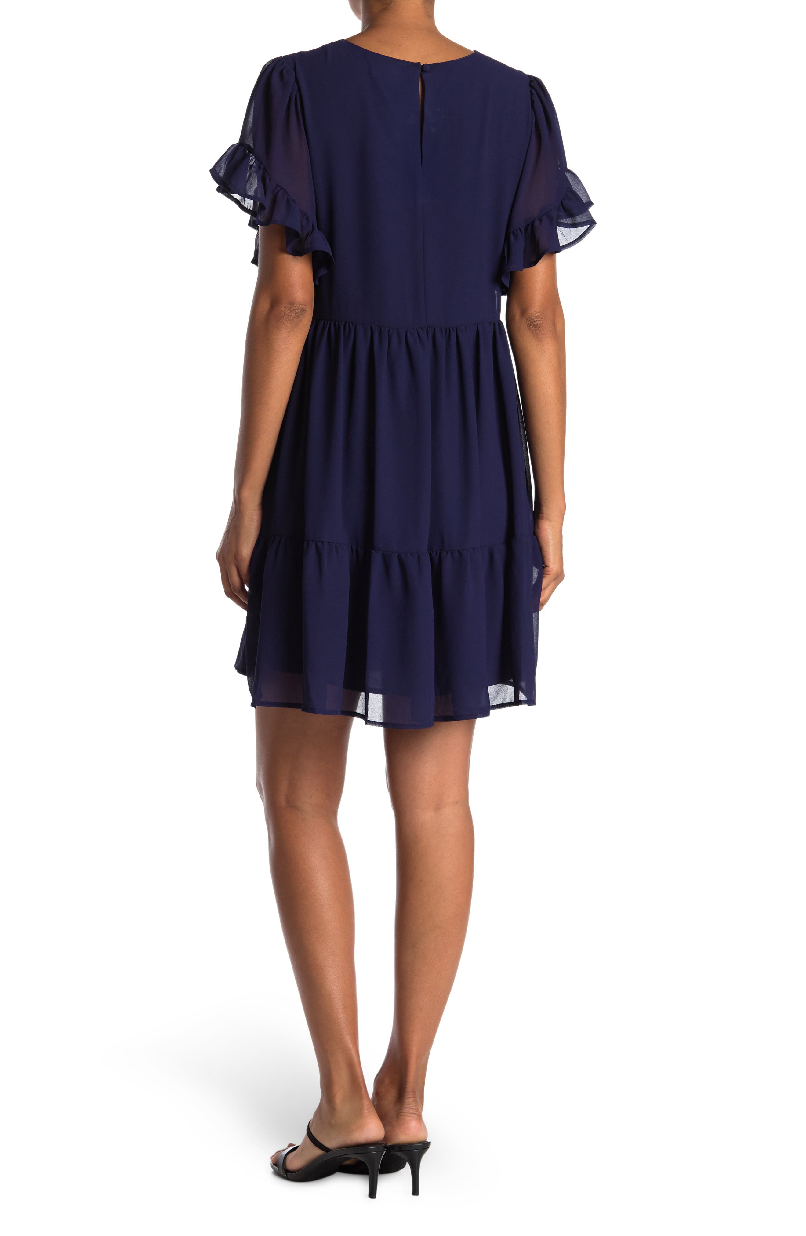 Sam Edelman Ruffle Short Sleeve Trapeze Shift Dress | Nordstromrack