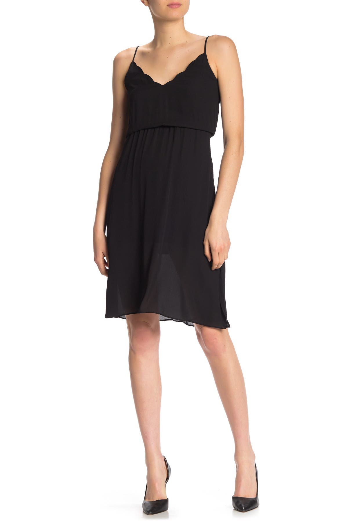 Scalloped V-Neck Midi Dress (Women) | Nordstromrack