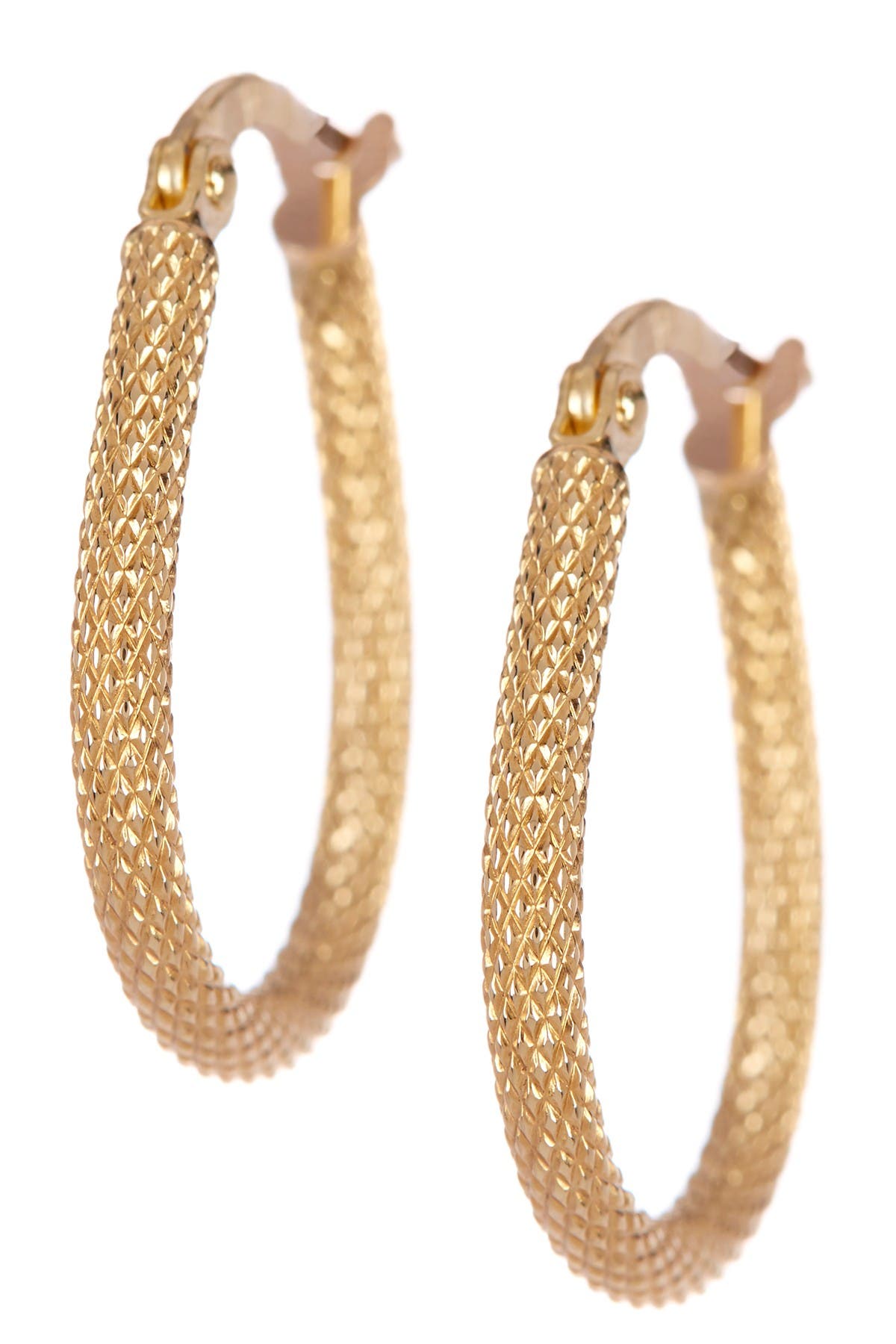 CANDELA JEWELRY 14K Yellow Gold Mesh Pear Shaped Hoop Earrings ...