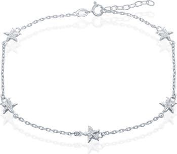SIMONA Sterling Silver Starfish Station Chain Anklet | Nordstromrack