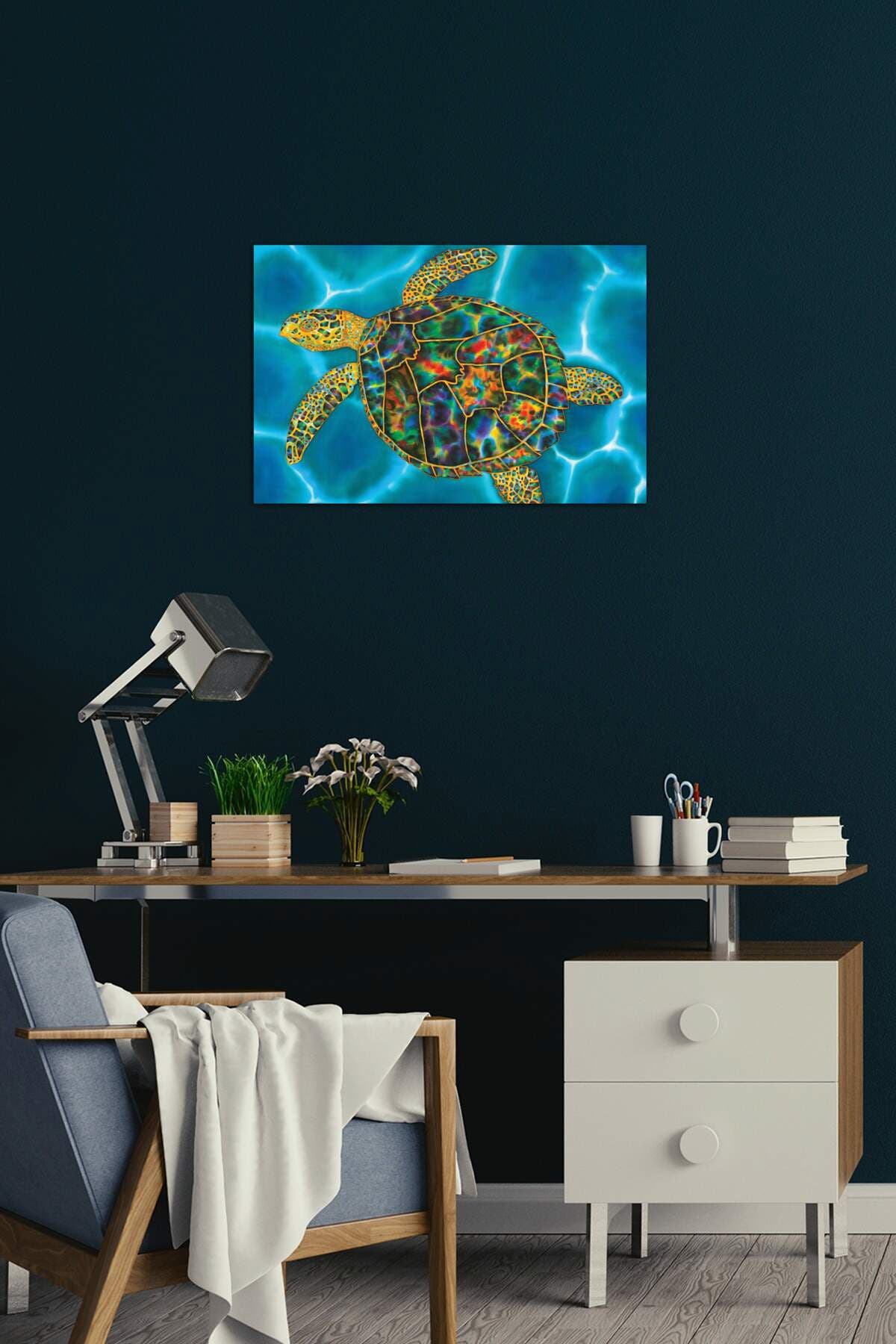 iCanvas Rainbow Opal Turtle by Daniel Jean-Baptiste Wall Art - 40" x 26 ...