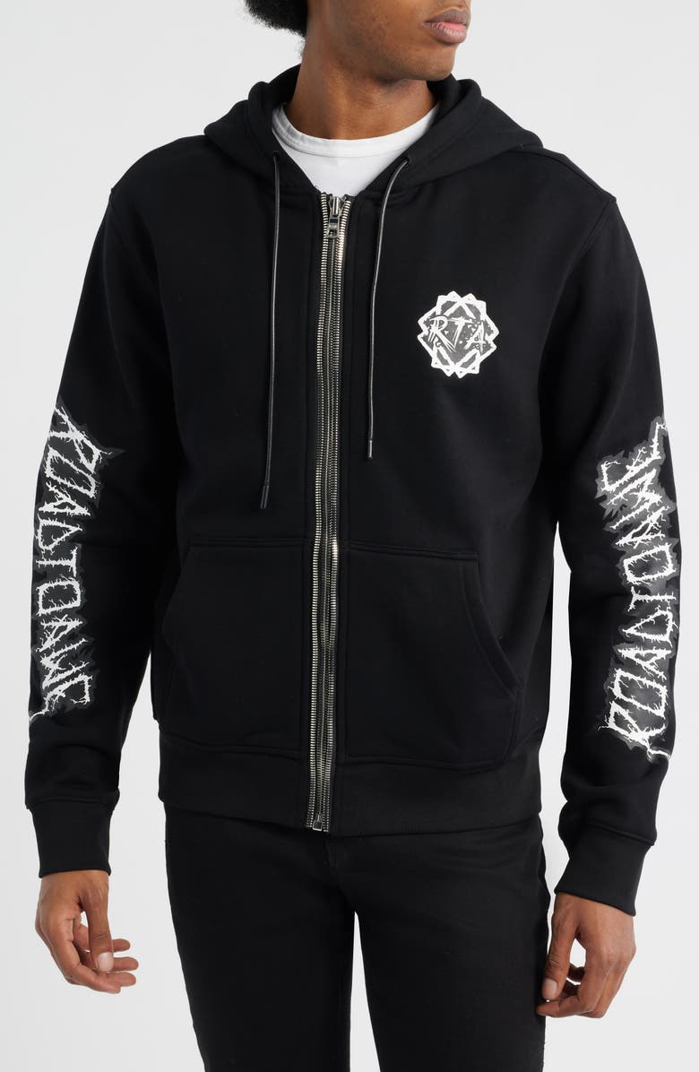 RtA Floyd Black Metal Zip Hoodie | Nordstrom