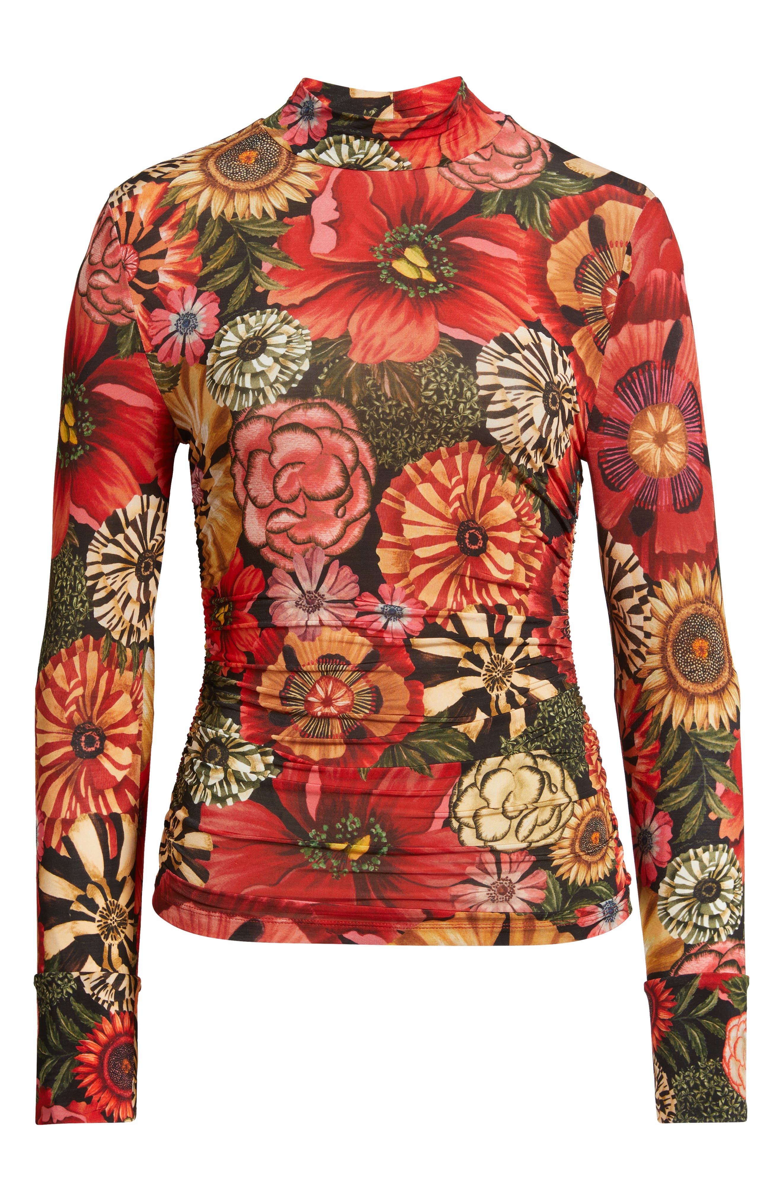 FARM Rio Flowershop Long Sleeve Mock Neck Jersey Top | Nordstromrack