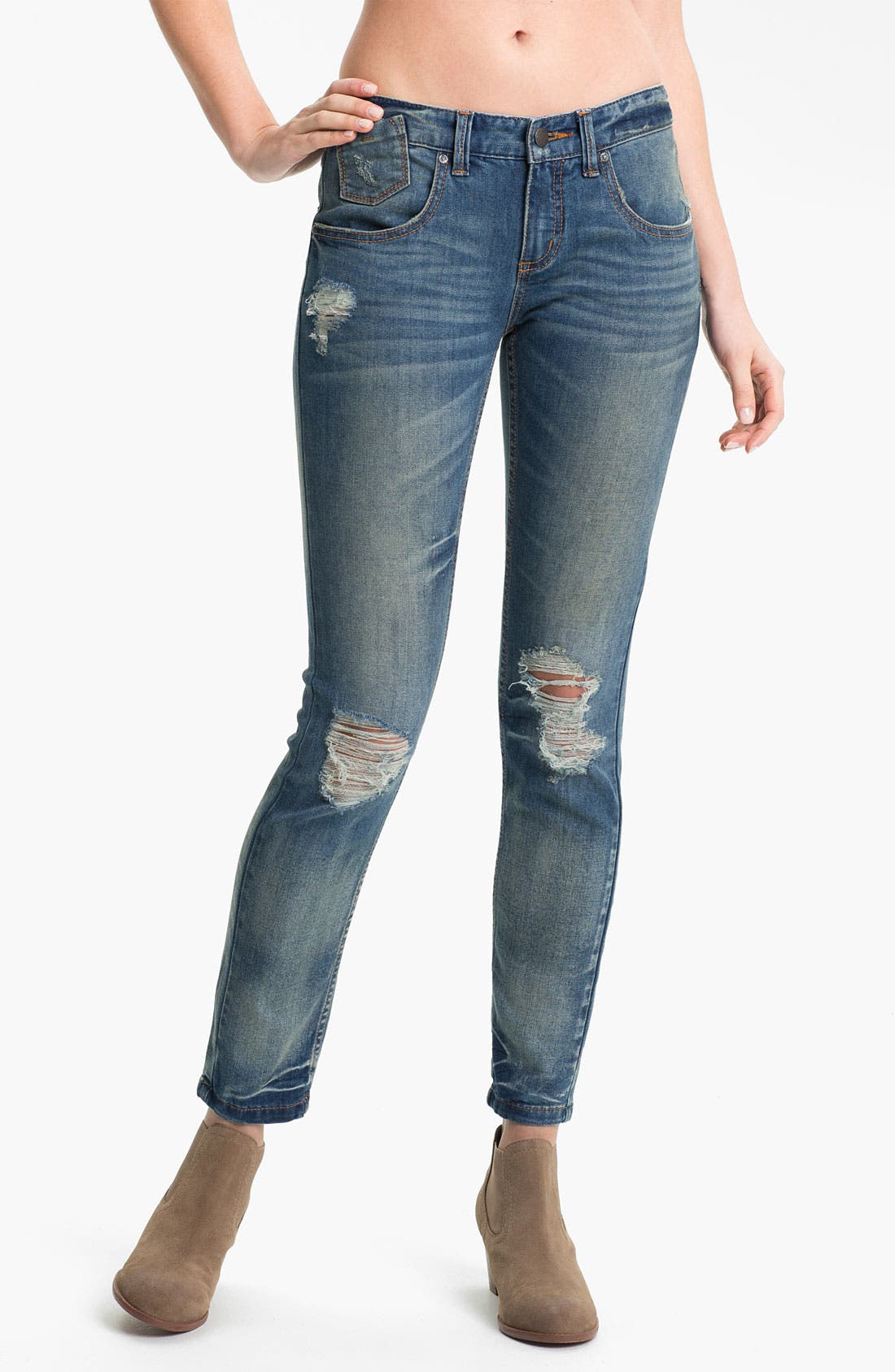 Free People Destroyed Stretch Skinny Jeans | Nordstrom