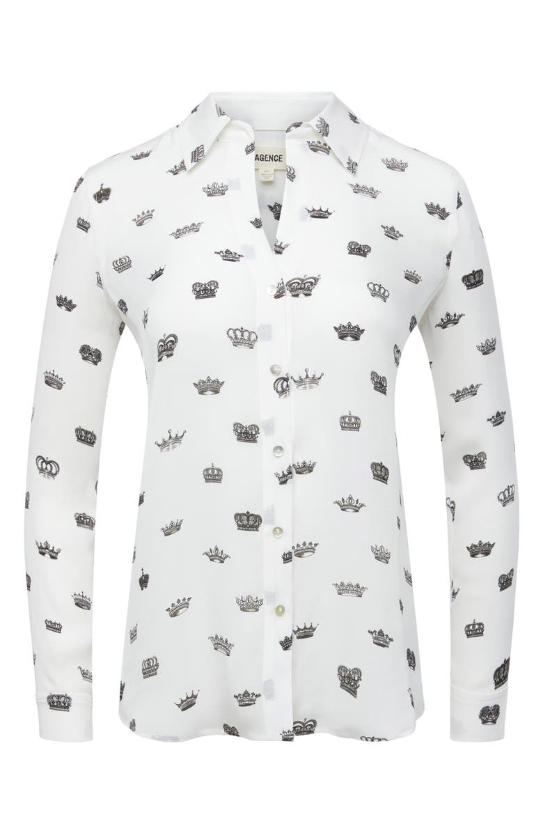 L'AGENCE Nina Crown Print Silk Blouse | Nordstromrack