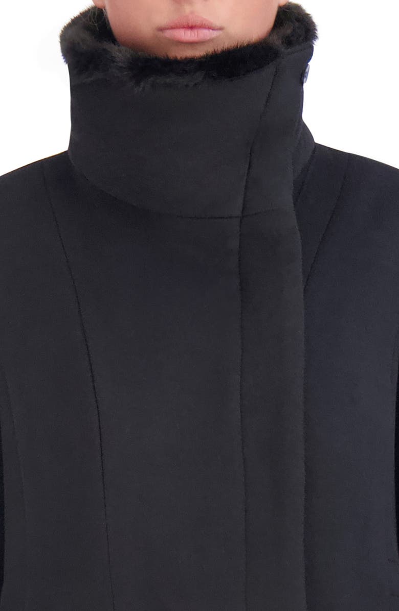 Cole Haan Signature Asymmetric Wool Blend Coat with Faux Fur Collar ...