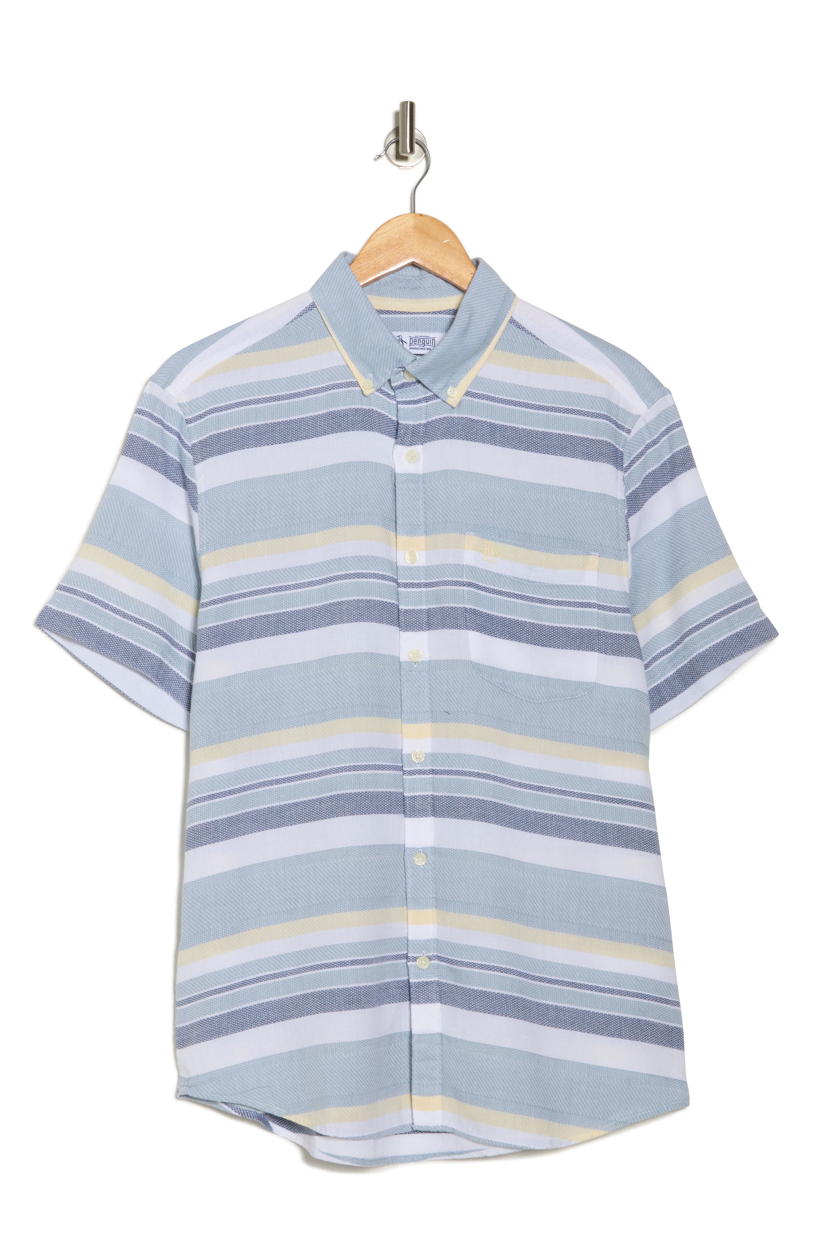 Original Penguin Short Sleeve Stretch Dobby Button-Up Shirt | Nordstromrack