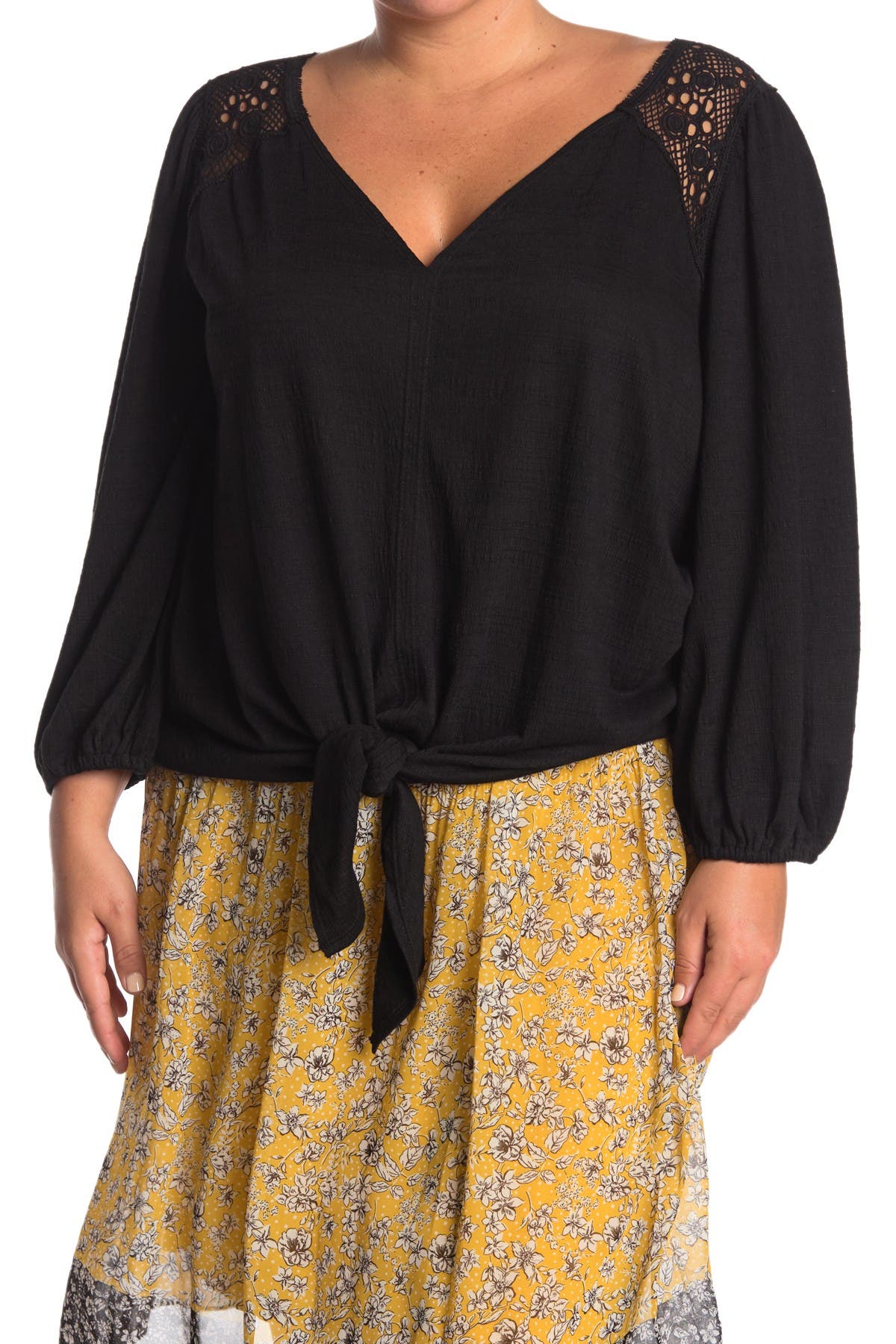 MAX STUDIO 3/4 Sleeve Knot Front Top | Nordstromrack