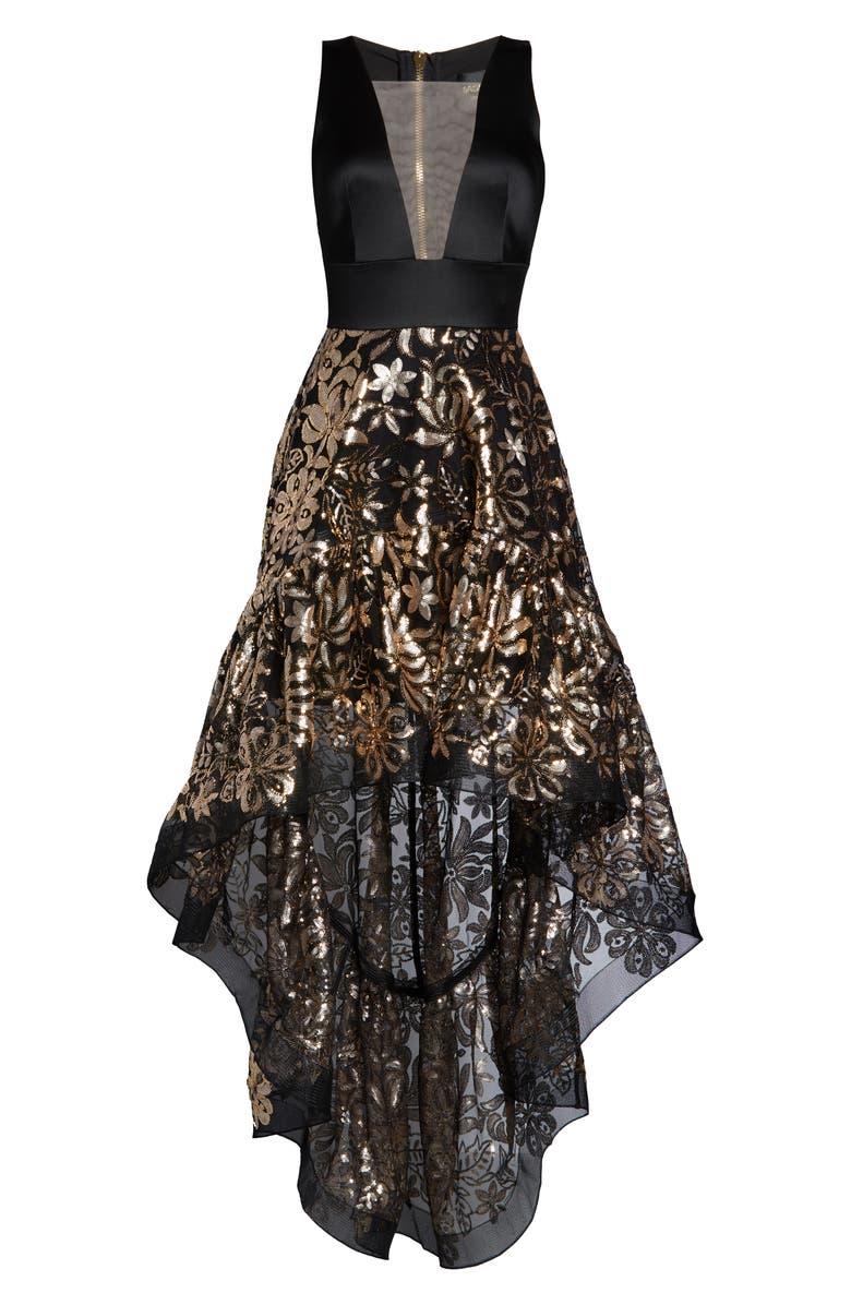 Bronx and Banco Louise Floral Sequin Sleeveless High/Low Gown | Nordstrom