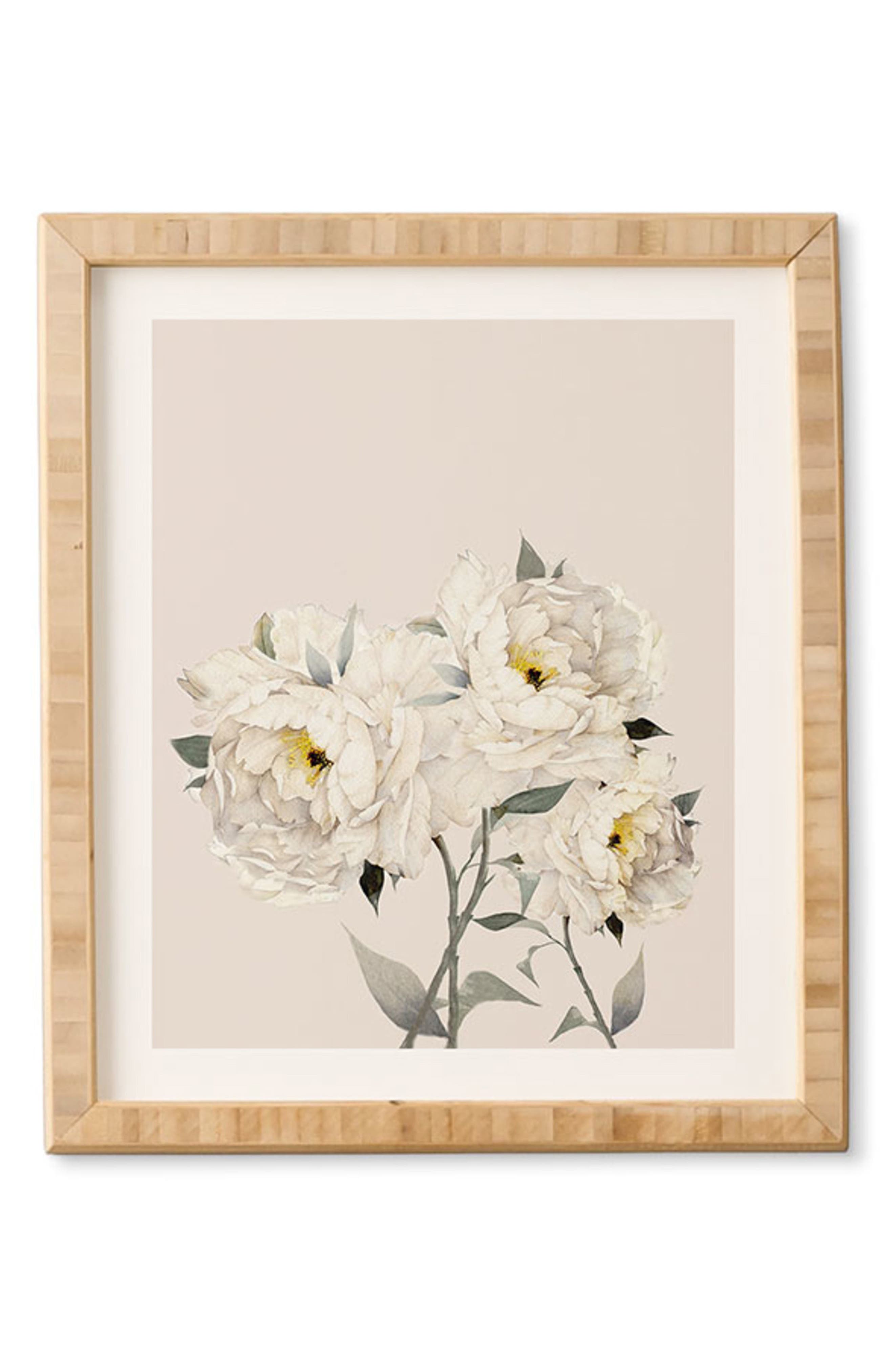 Deny Designs Nadja White Peonies Framed Wall Art | Nordstromrack