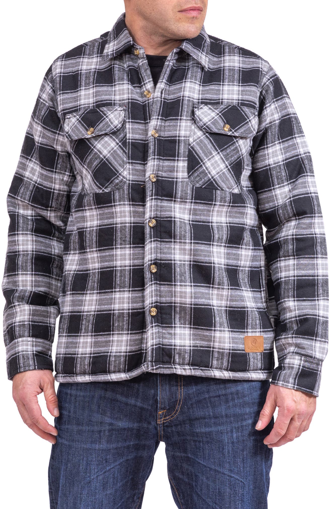 Cloudveil Mountainworks Bonded Beefy Faux Shearling Lined Flannel Shirt ...