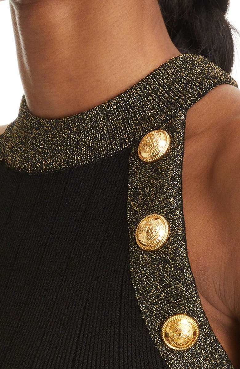 Balmain Golden Trim Six-Button Knit Crop Top | Nordstromrack