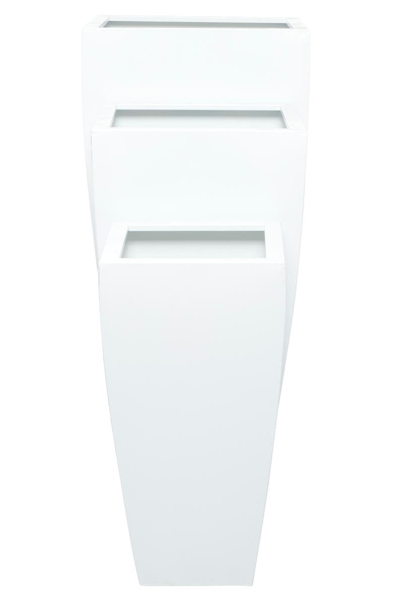VIVIAN LUNE HOME White Metal Modern Planter with Tapered Base & Fluted ...