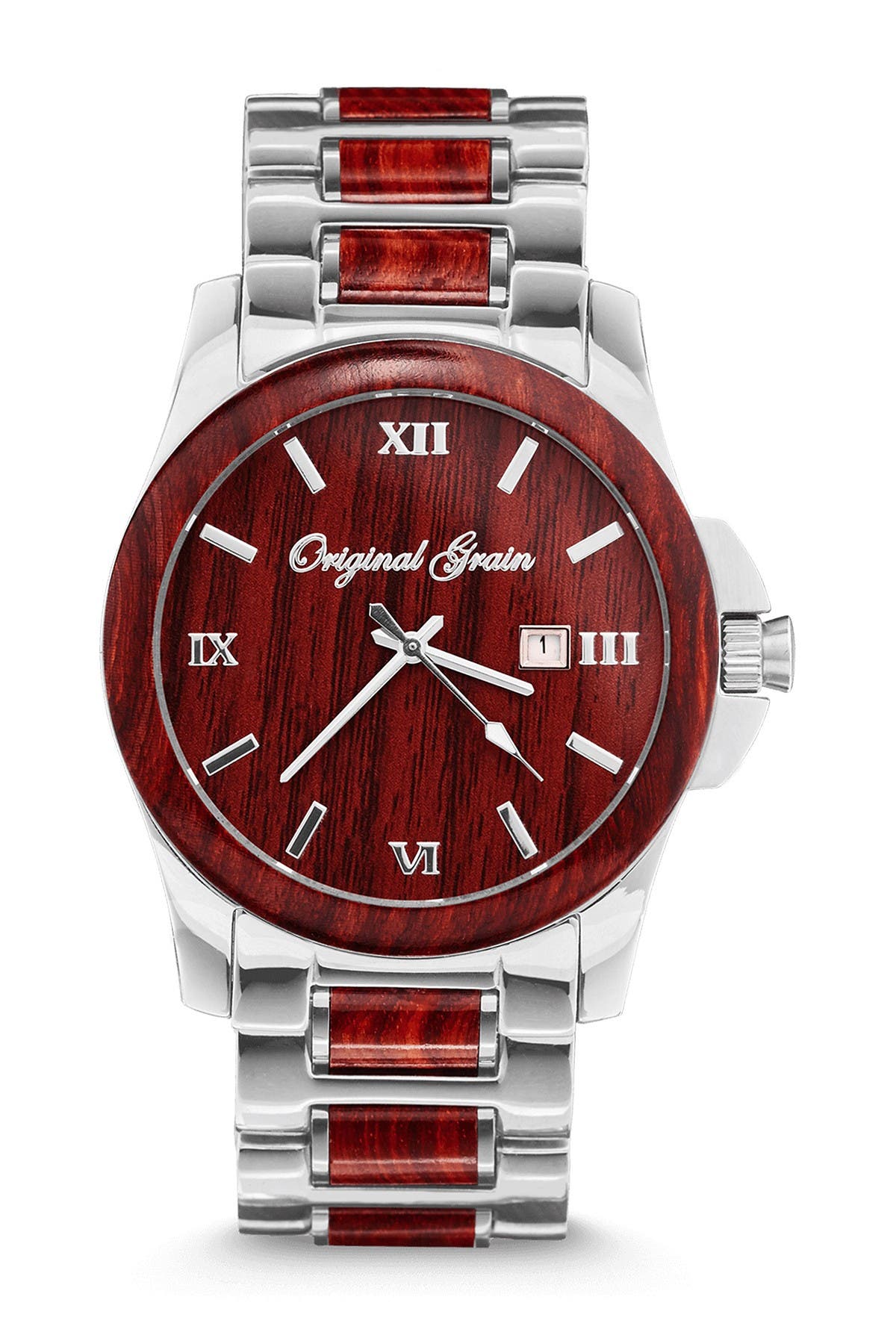 Original Grain Rosewood Chrome Classic Watch, 43mm | Nordstromrack