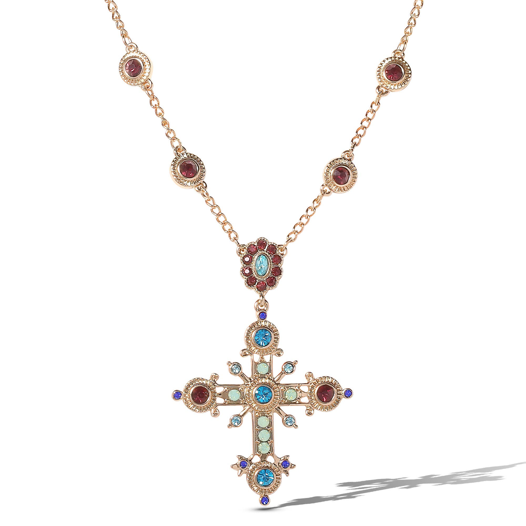 Jessica Simpson Crystal Gold-Tone Cross Pendant Necklace | Nordstrom