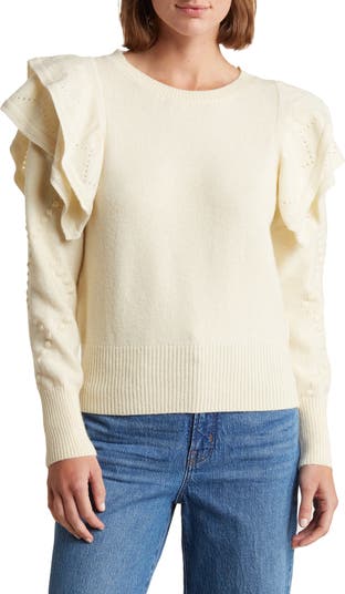 Grey Collective Ruffle Pointelle Sweater | Nordstromrack