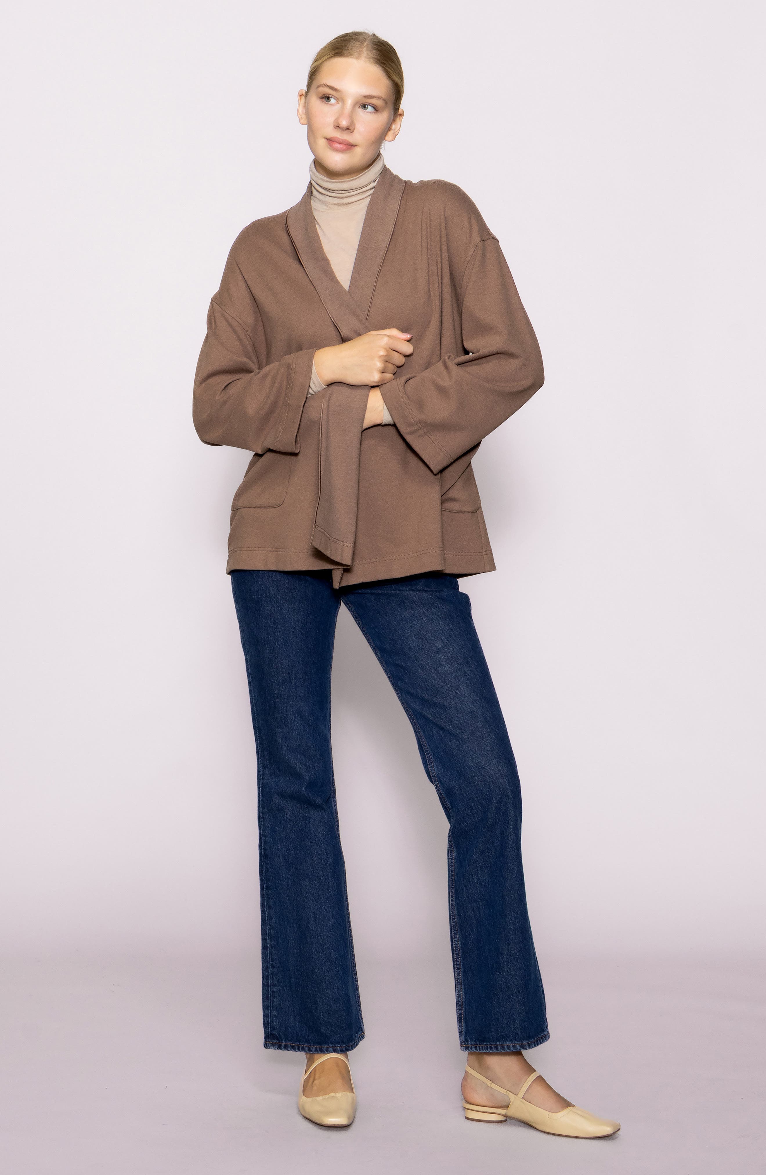 MELLODAY Shawl Collar Double Knit Jacket | Nordstromrack