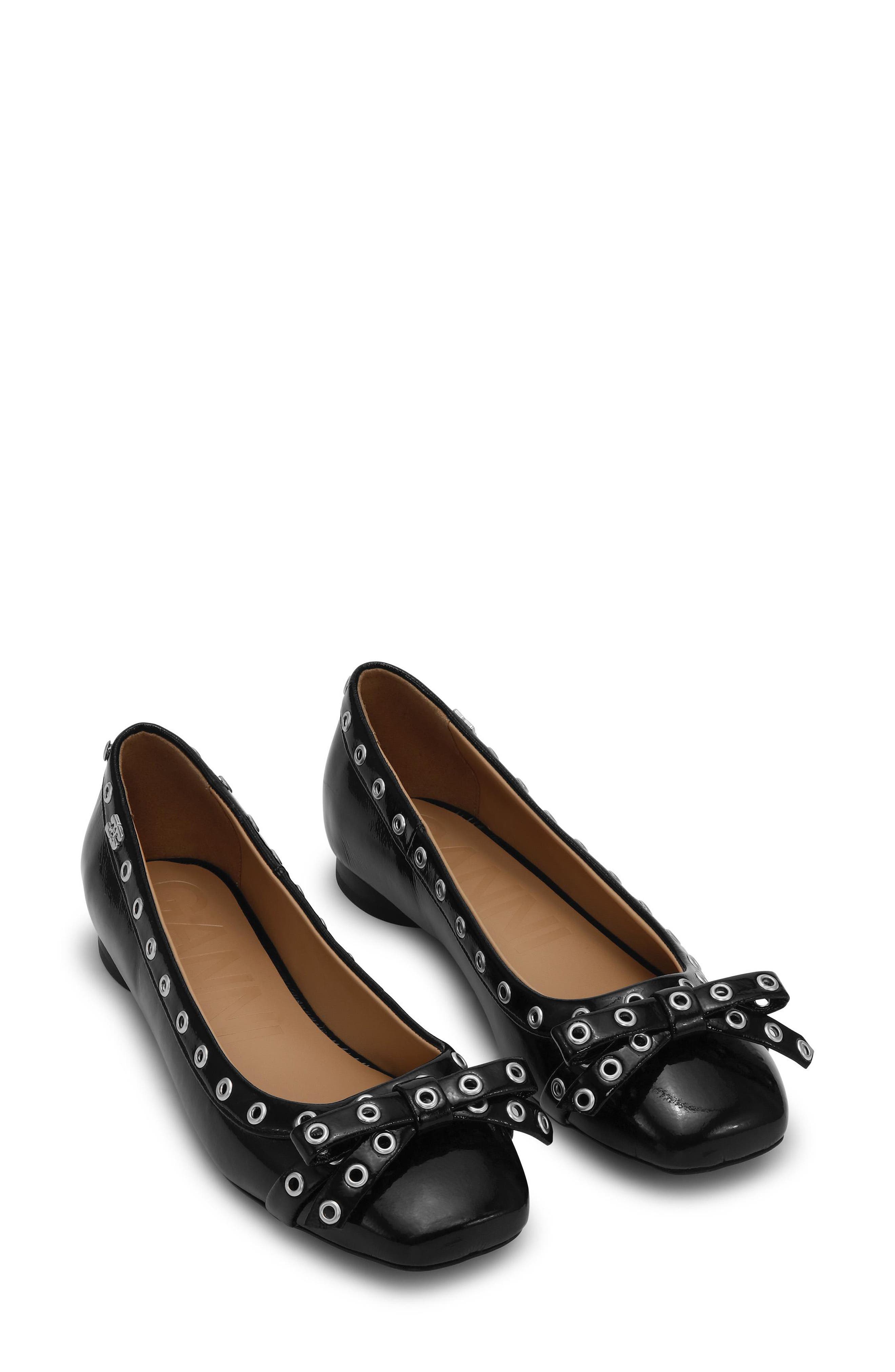 Ganni Eyelets Bow Ballet Pump (Women) | Nordstromrack