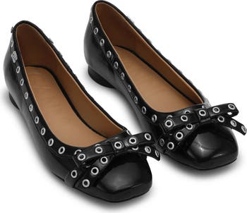 Ganni Eyelets Bow Ballet Pump (Women) | Nordstromrack