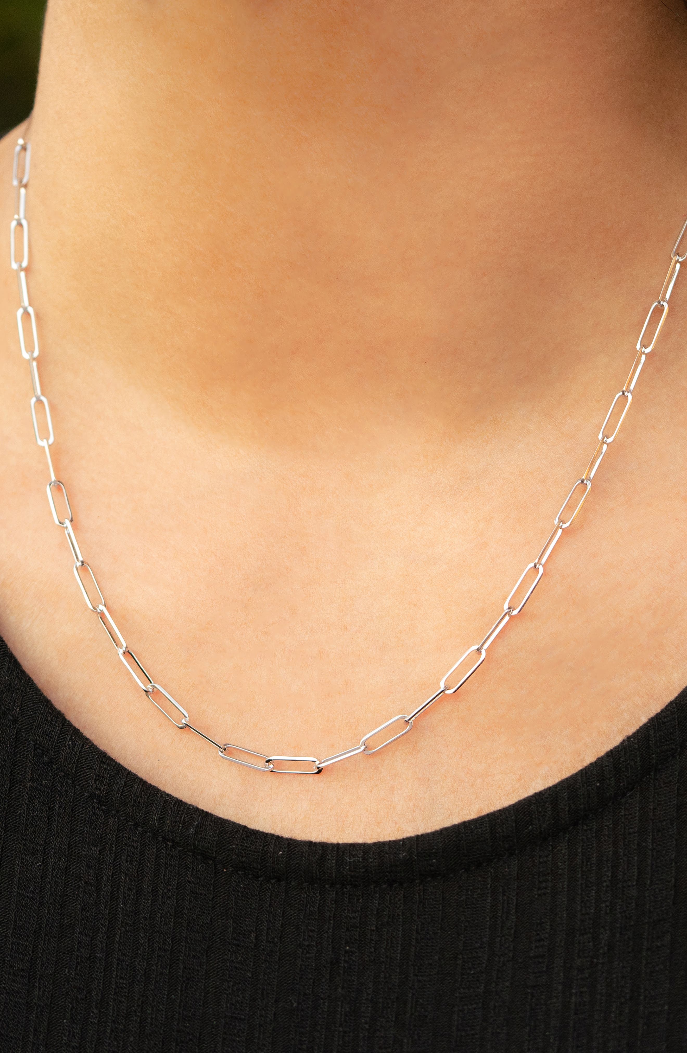 Stephanie Windsor 14K Gold Thin Rectangle Link Chain Necklace | Nordstrom