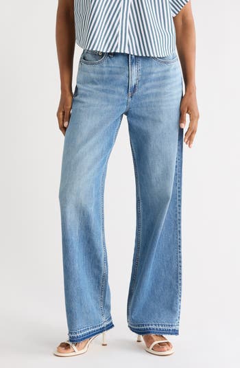 rag & bone Featherweight Logan Release Hem Wide Leg Jeans | Nordstromrack