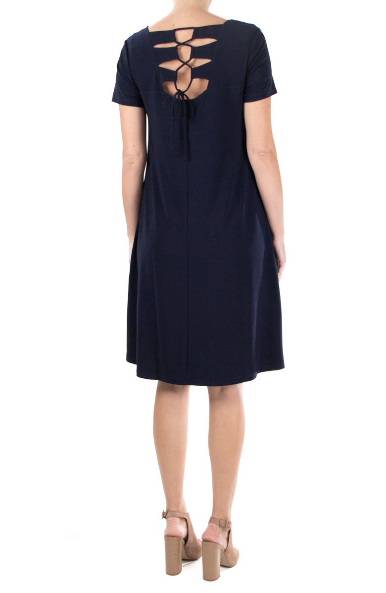 Nina Leonard Short Sleeve Criss-Cross Back Trapeze Dress | Nordstromrack