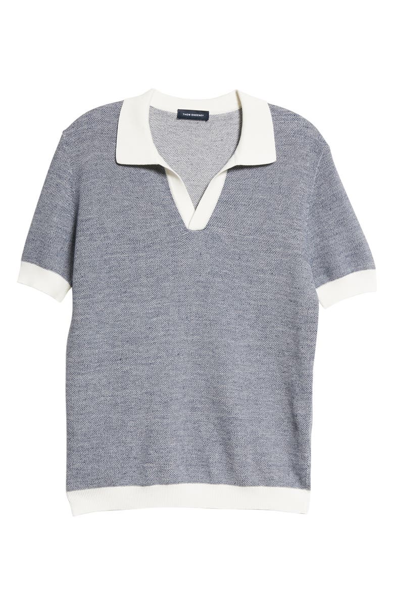 Thom Sweeney Men's Johnny Collar Cotton & Linen Polo | Nordstrom