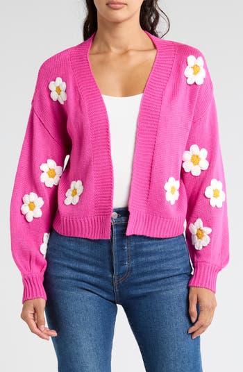 Cotton Emporium Kids' 3D Daisy Opn Front Cardigan | Nordstromrack