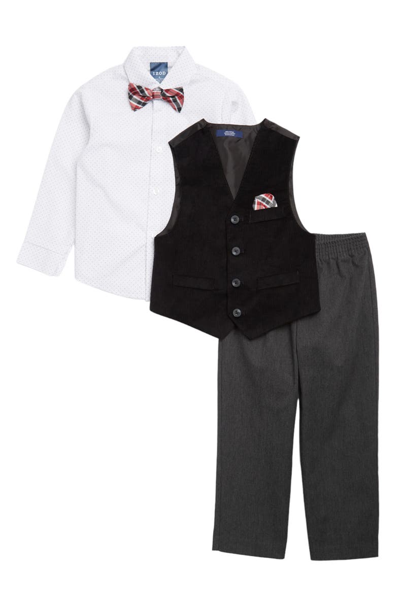 IZOD KIDS Kids' Pin Dot Button-Up Shirt, Corduroy Vest, Bow Tie & Pants ...