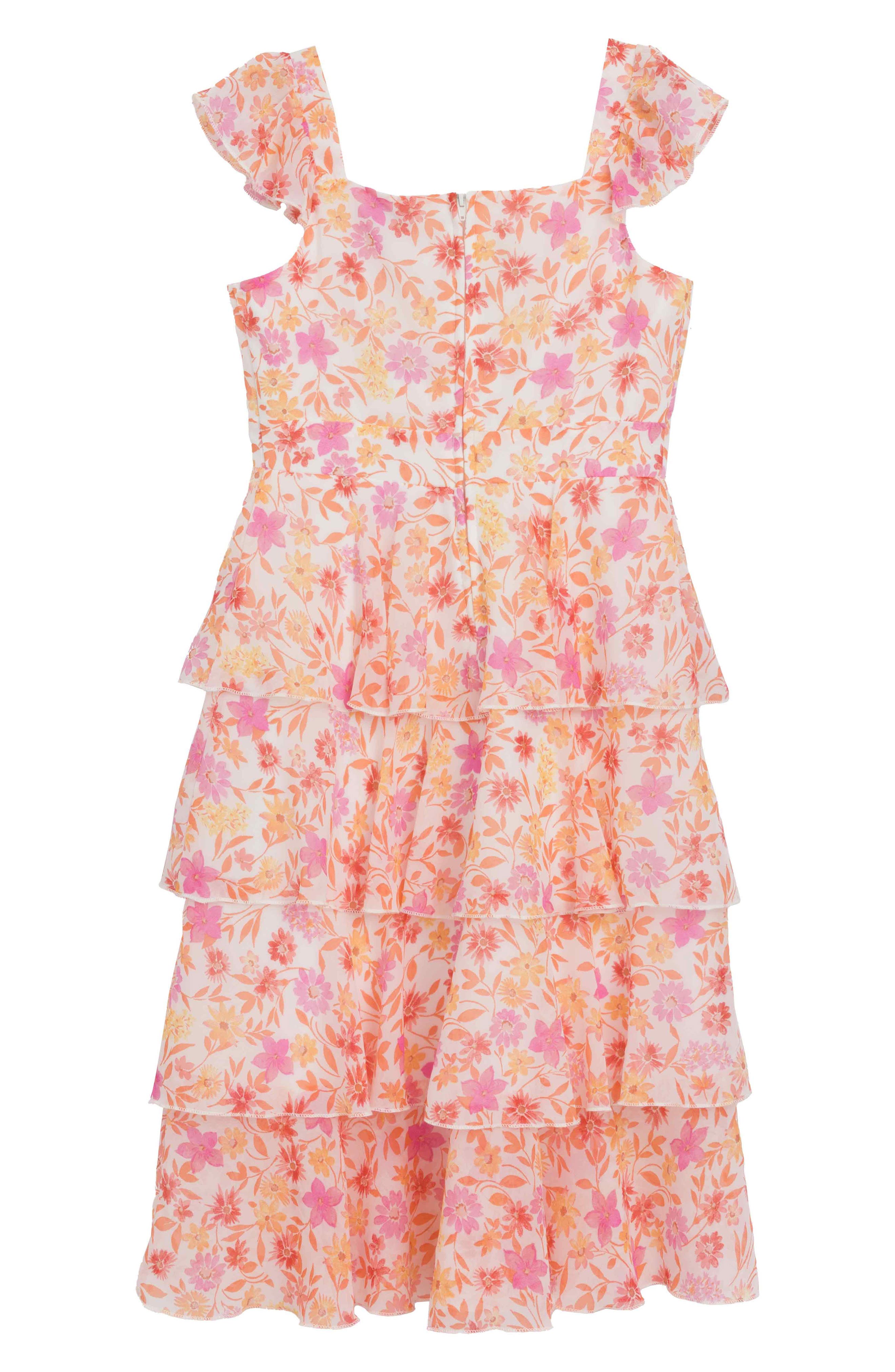Speechless Kids' Floral Tiered Dress & Headband Set | Nordstromrack