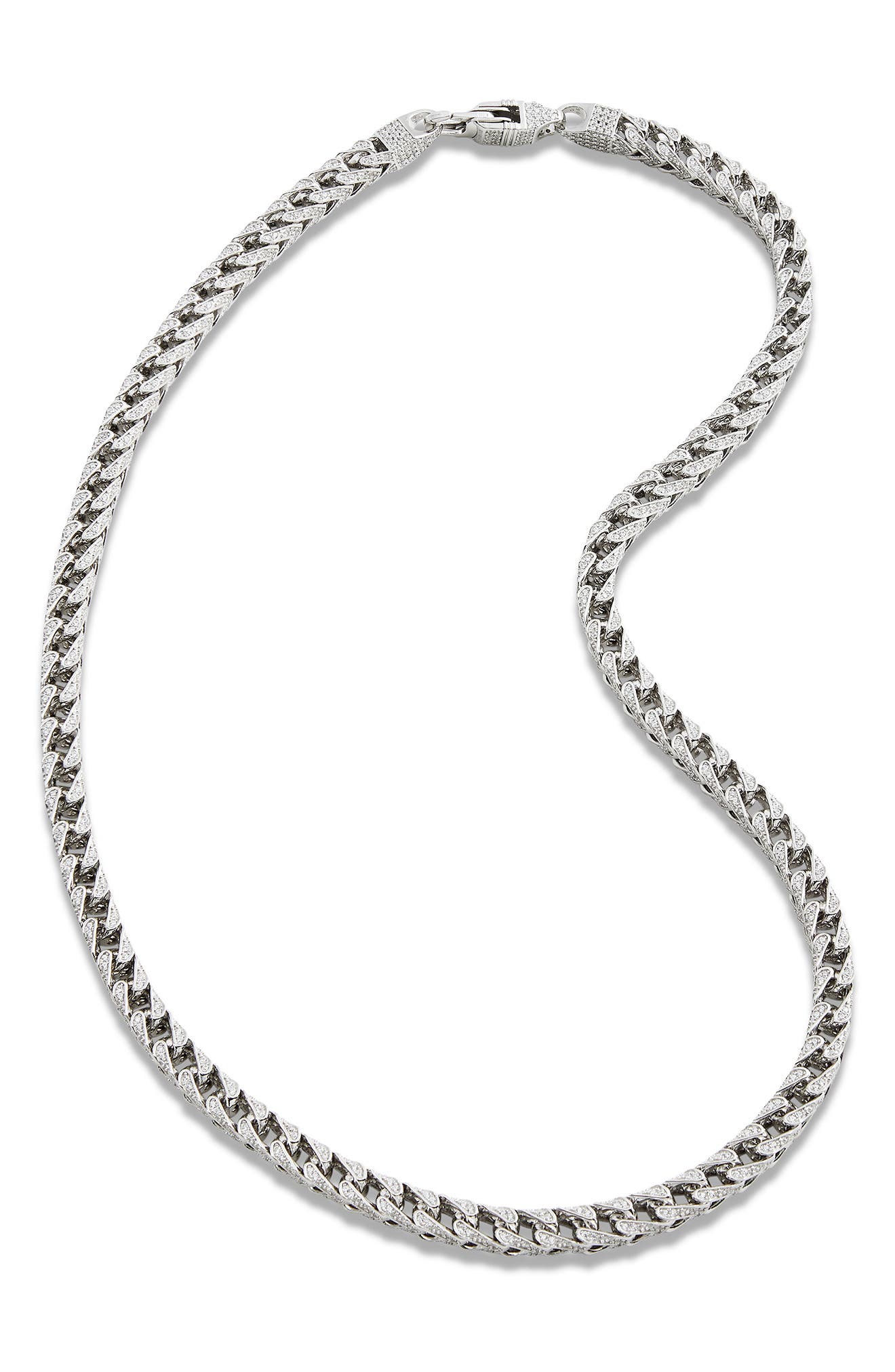 SAVVY CIE JEWELS Sterling Silver CZ Iced 20" Quattro Chain Necklace ...