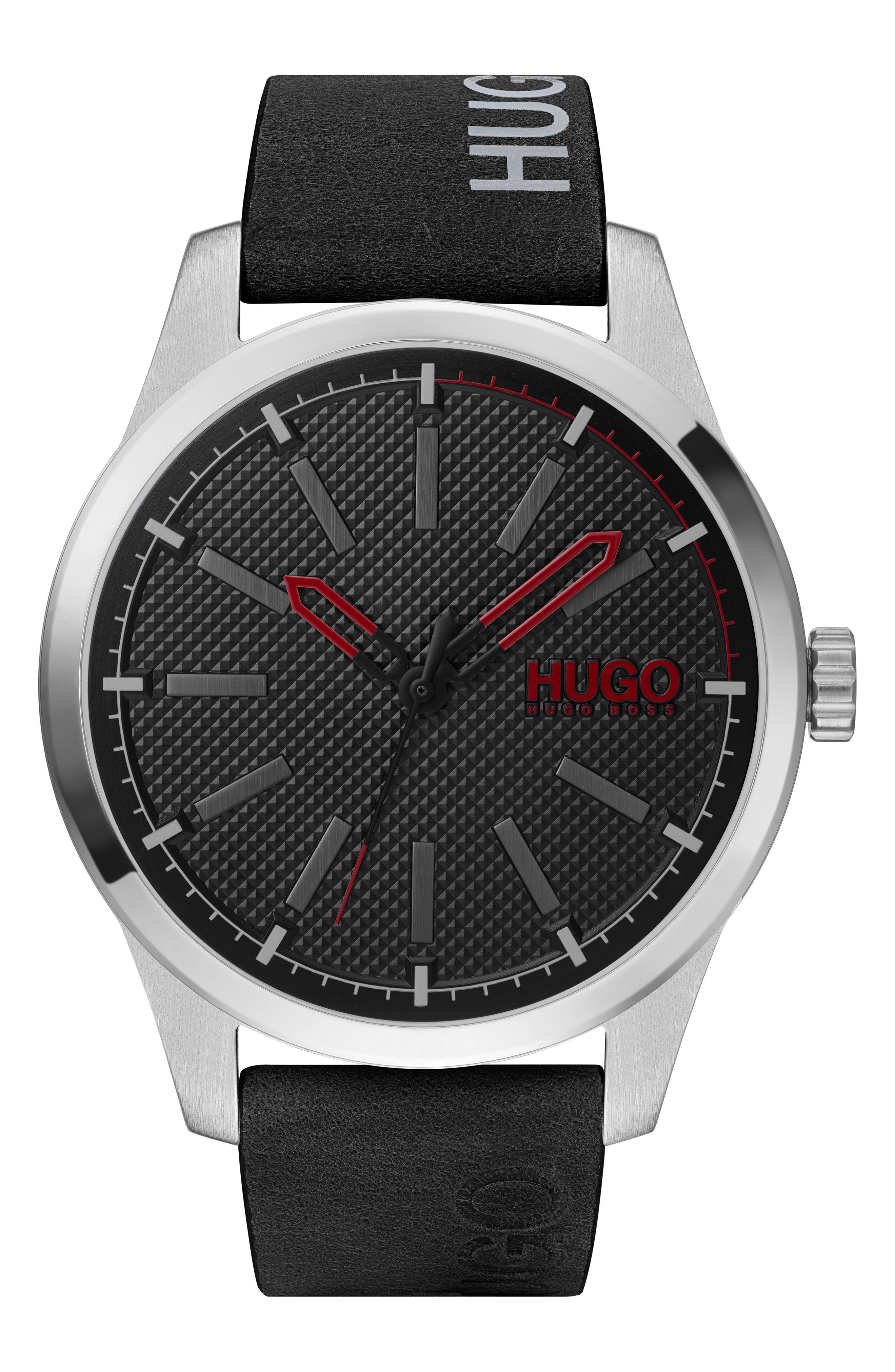 BOSS Invent Leather Strap Watch, 46mm | Nordstrom