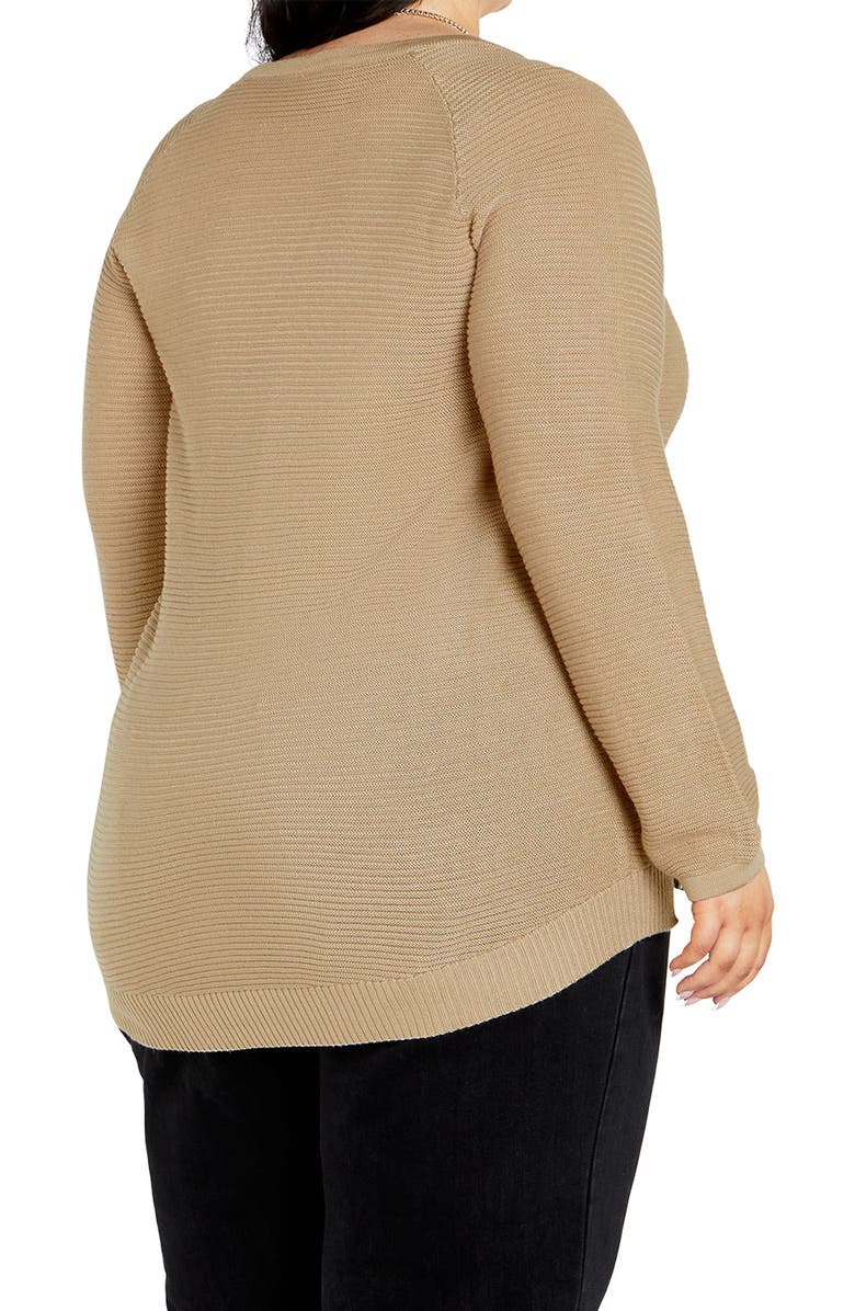 City Chic Zipper Accent High-Low Crewneck Sweater | Nordstromrack