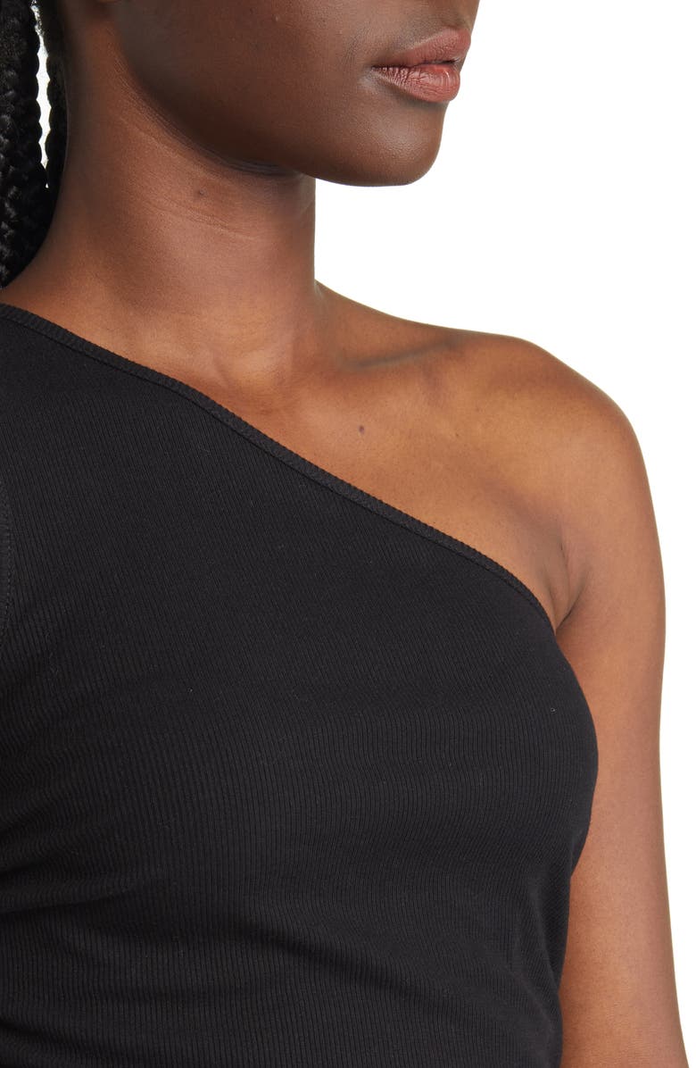 WAYF Side Ruched Rib One-Shoulder Top | Nordstromrack