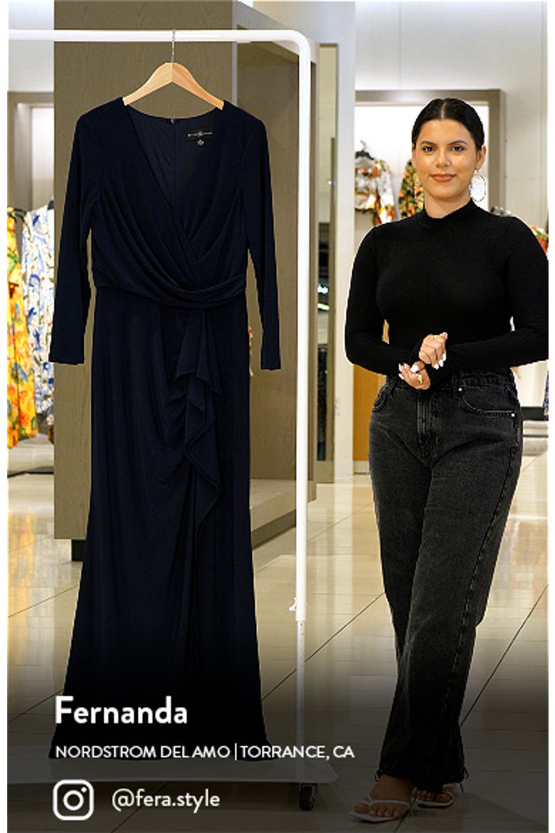 Cascade Ruffle Long Sleeve Stretch Jersey Gown (Women) | Nordstromrack