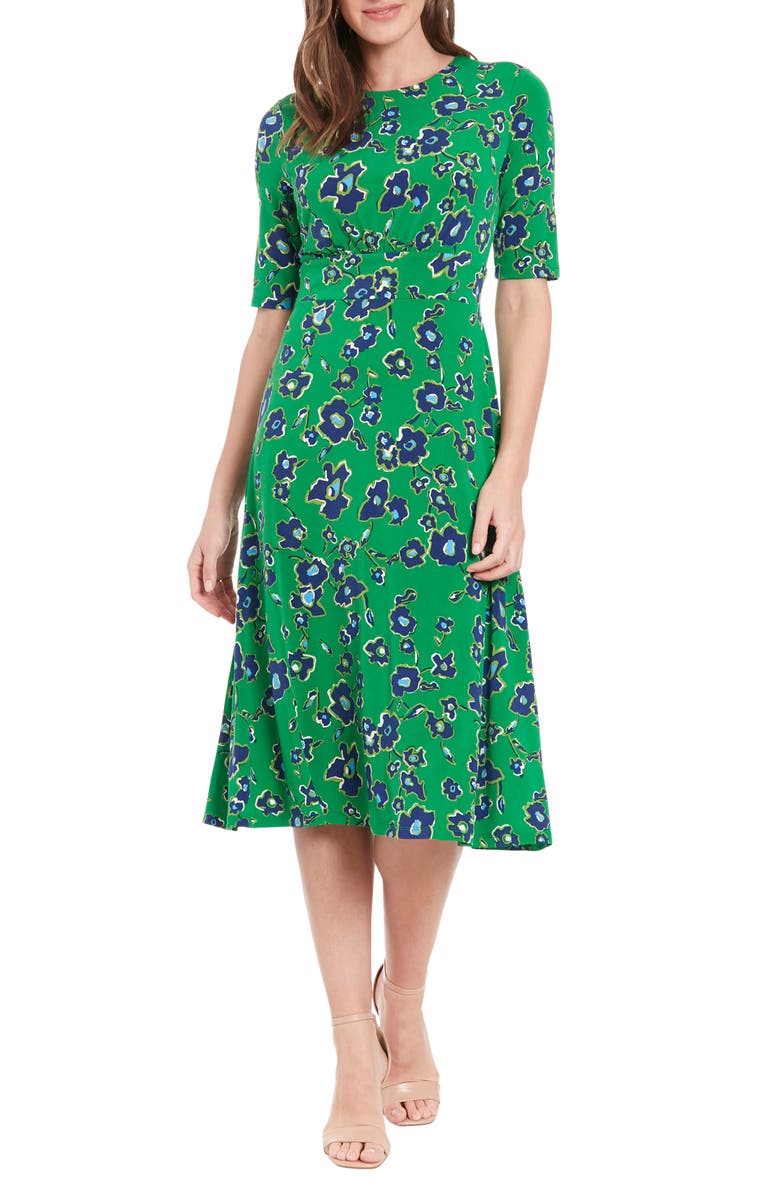 London Times Floral Print Flare Midi Dress | Nordstromrack