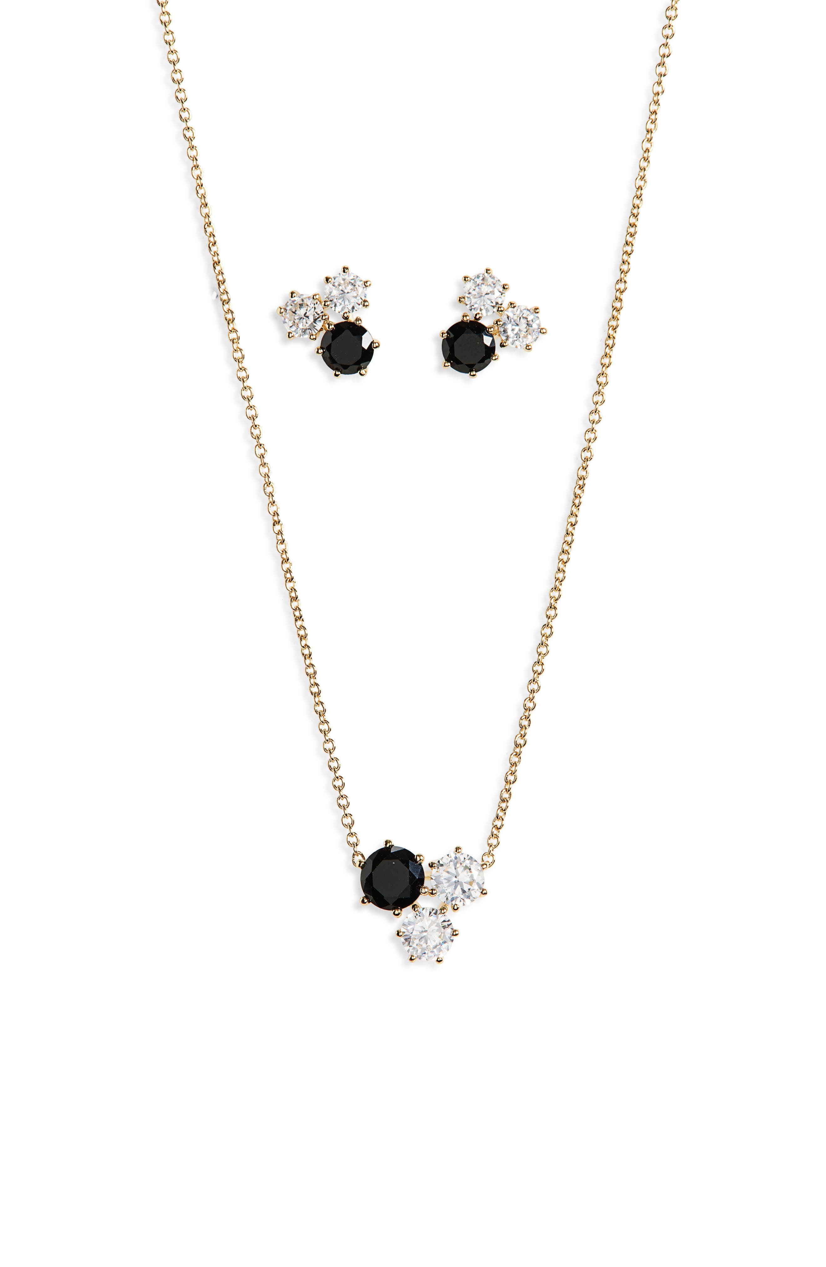 Nadri Natural Beauty Crystal Cluster Stud Earrings & Necklace Set ...