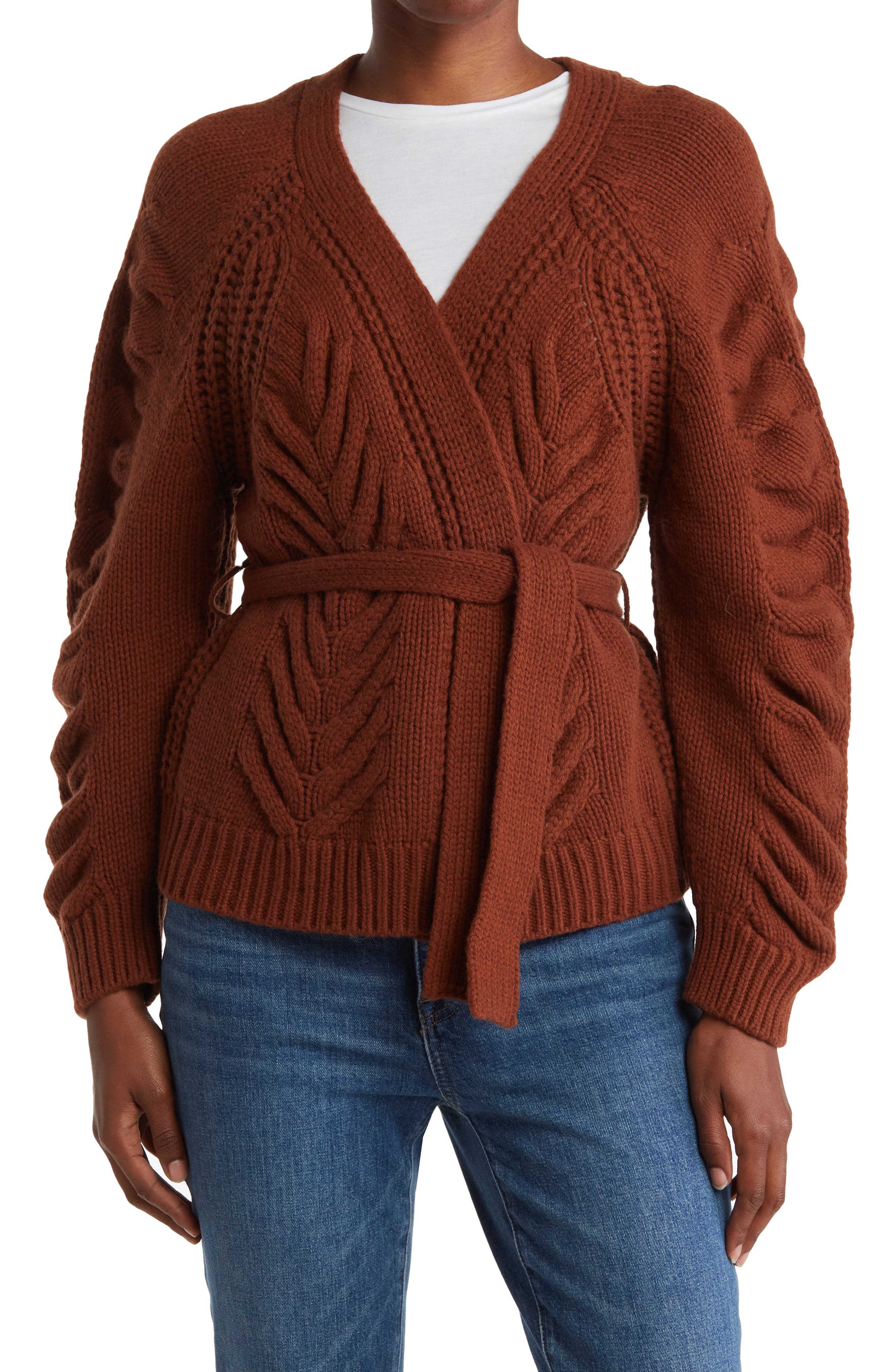 ba&sh Fausto Belted Wool Blend Cardigan | Nordstromrack